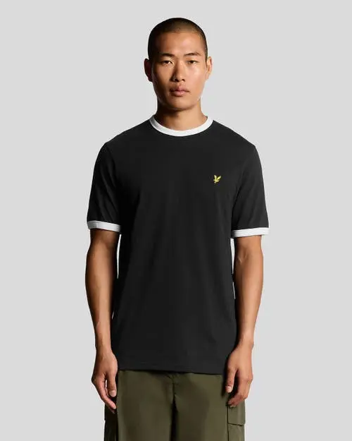 LYLE & SCOTT Ringer T-shirt - Jet Black/white