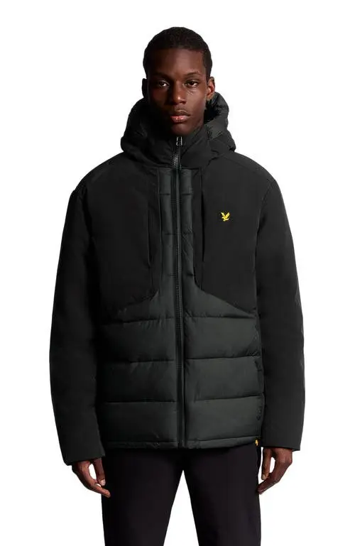 LYLE & SCOTT Wadded Hybrid Hooded Jacket - Jet Black