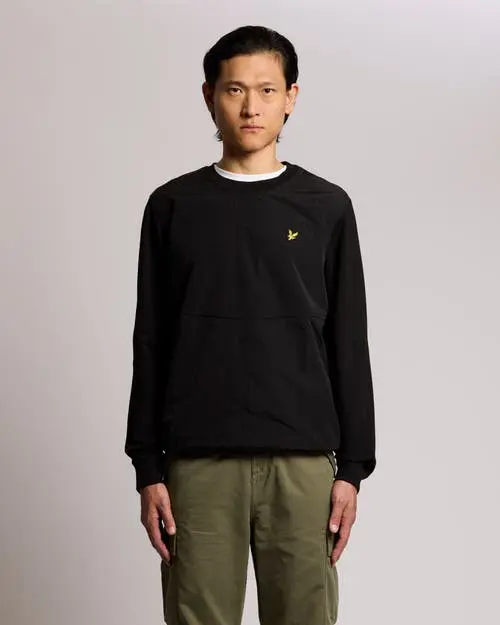 LYLE & SCOTT Half Raglan Hybrid Long Sleeve Sweatshirt - Jet Black