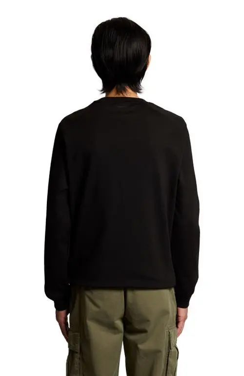 LYLE & SCOTT Half Raglan Hybrid Long Sleeve Sweatshirt - Jet Black