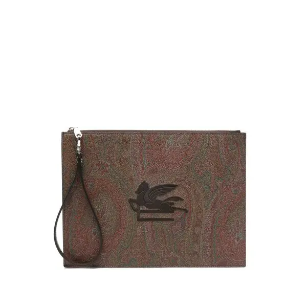 Etro Paisley Print Clutch - Brown/green