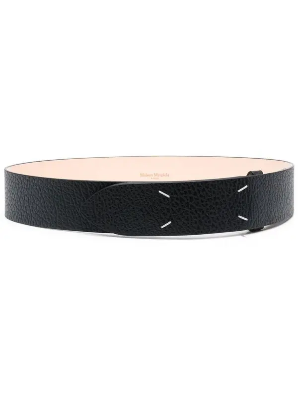 MAISON MARGIELA Leather Belt With Logo - Black