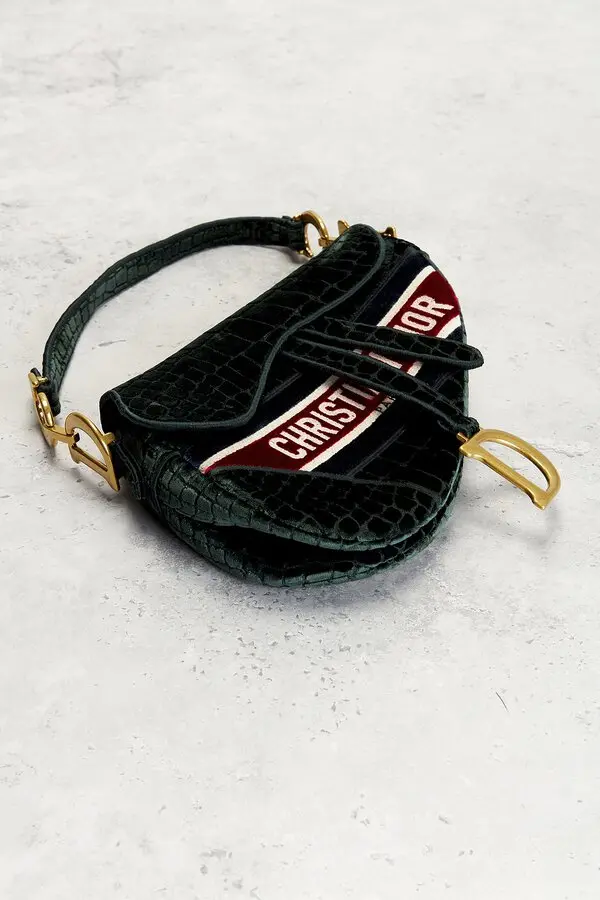 Dior Velvet Crocodile Effect Saddle Bag