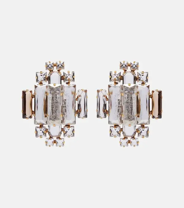 Saint Laurent Crystal-embellished Clip-on Earrings - Gold