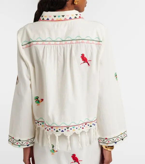 Rixo Ludmilla Embroidered Cotton Top