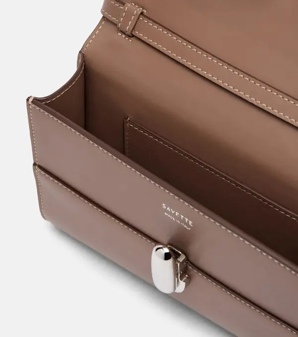 Savette Symmetry Mini Leather Crossbody Bag - Beige