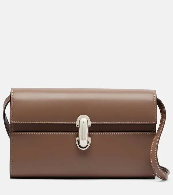 Savette Symmetry Mini Leather Crossbody Bag - Beige