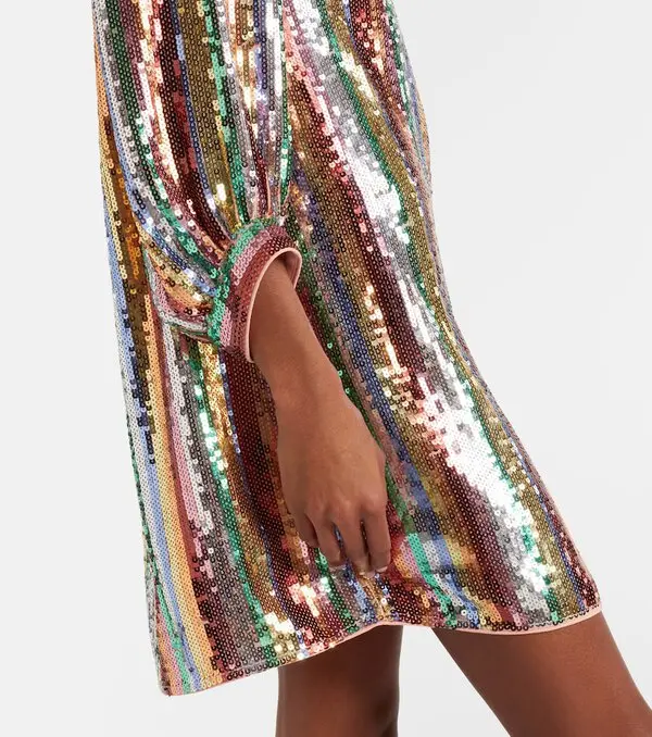 Rixo Laurie Sequined Striped Minidress - Multicoloured