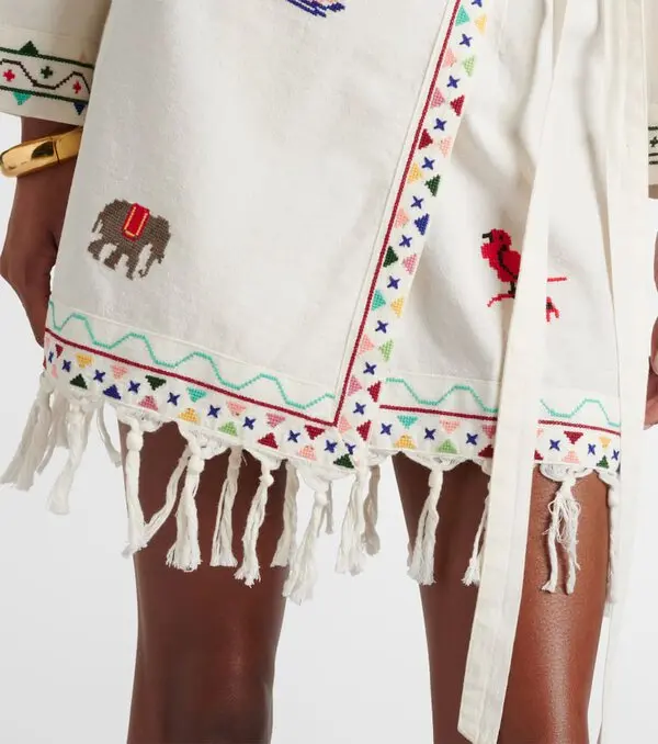 Rixo Baela Embroidered Cotton Miniskirt