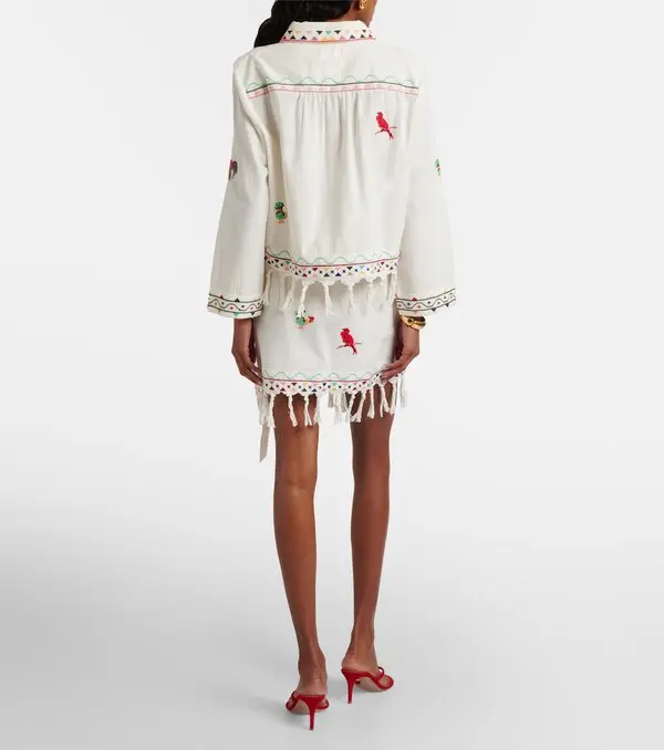Rixo Baela Embroidered Cotton Miniskirt