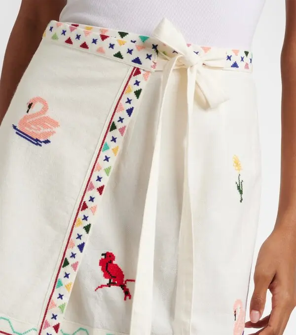 Rixo Baela Embroidered Cotton Miniskirt