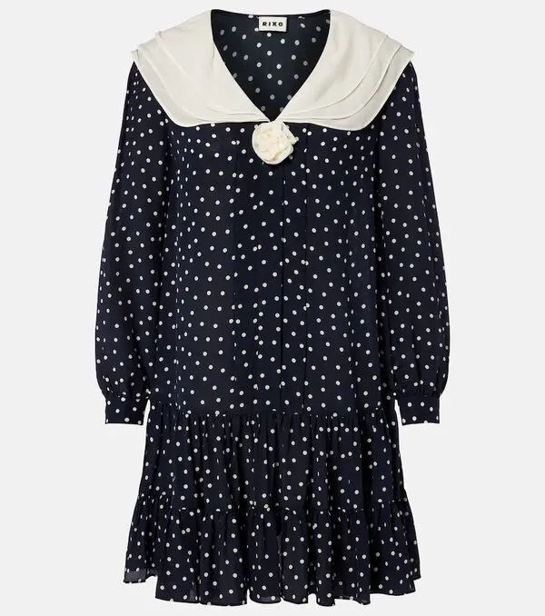 Rixo Valetta Polka-dot Silk Crêpe Minidress - Blue