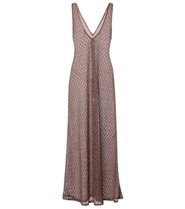 Missoni Open-knit Lamé Maxi Dress - Brown