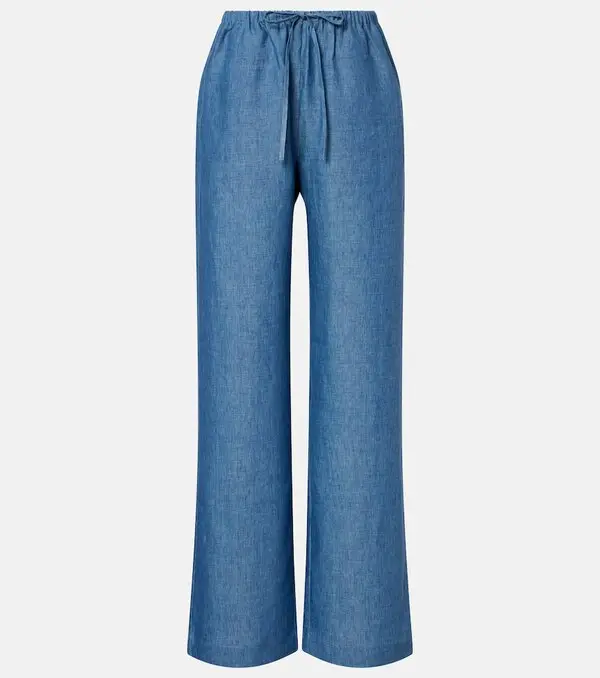 RÓHE Linen Wide-leg Pants - Blue