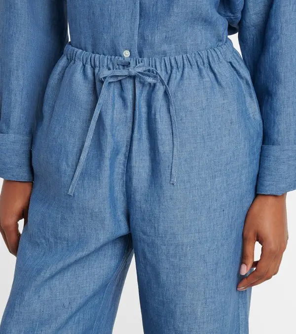 RÓHE Linen Wide-leg Pants - Blue