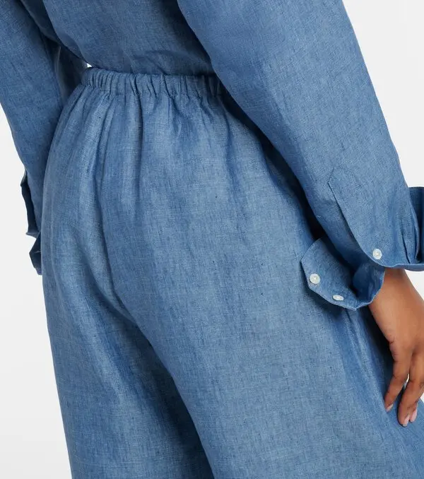 RÓHE Linen Wide-leg Pants - Blue