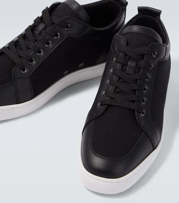 CHRISTIAN LOUBOUTIN Rantulow Leather-trimmed Twill Sneakers - Black