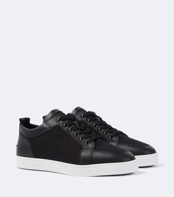 CHRISTIAN LOUBOUTIN Rantulow Leather-trimmed Twill Sneakers - Black