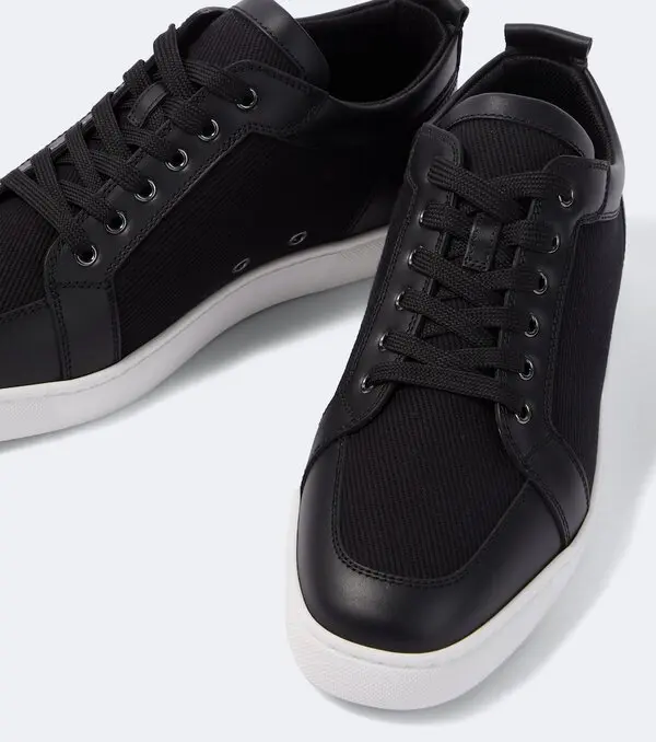 CHRISTIAN LOUBOUTIN Rantulow Leather-trimmed Twill Sneakers - Black