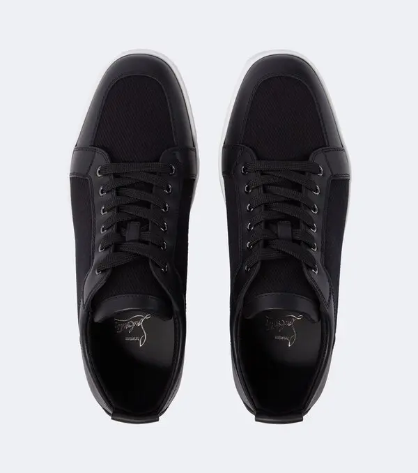 CHRISTIAN LOUBOUTIN Rantulow Leather-trimmed Twill Sneakers - Black