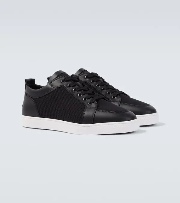 CHRISTIAN LOUBOUTIN Rantulow Leather-trimmed Twill Sneakers - Black