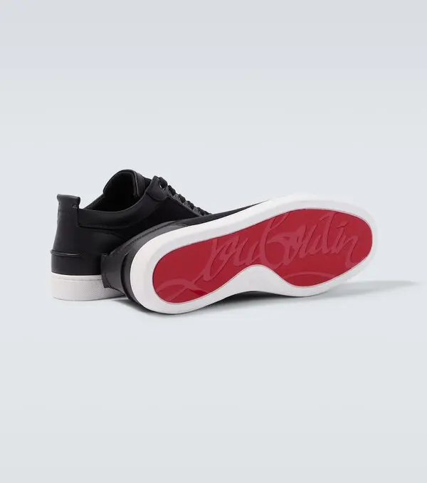 CHRISTIAN LOUBOUTIN Rantulow Leather-trimmed Twill Sneakers - Black