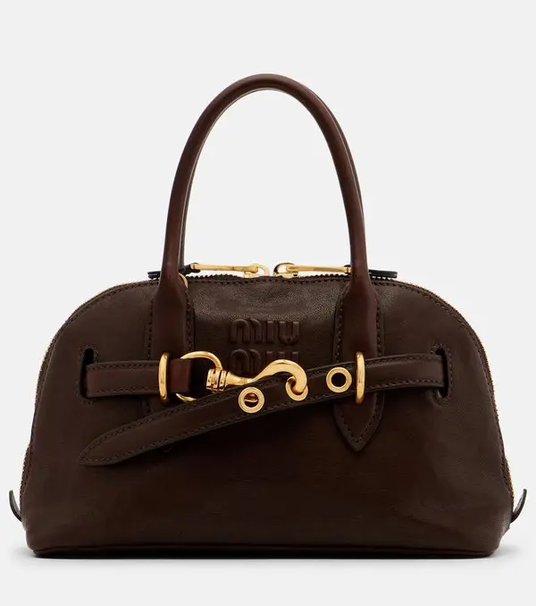 Miu Miu Aventure Leather Tote Bag - Brown