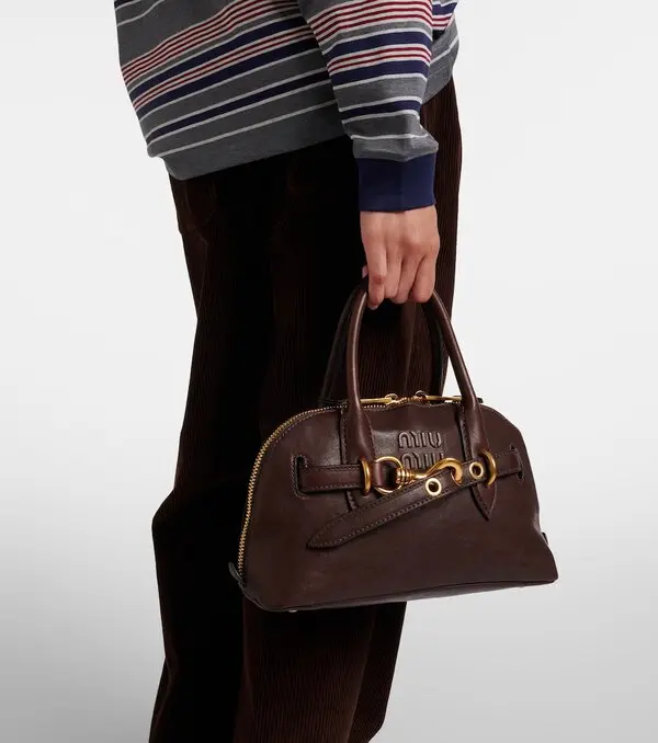 Miu Miu Aventure Leather Tote Bag - Brown