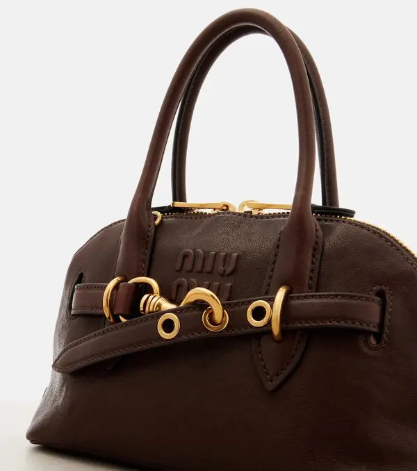 Miu Miu Aventure Leather Tote Bag - Brown