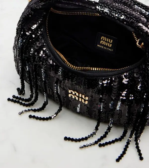 Miu Miu Wander Mini Embellished Top-handle Bag - Black