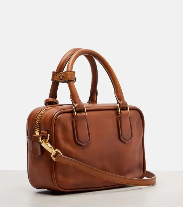 Miu Miu Arcadie Small Leather Tote Bag - Brown