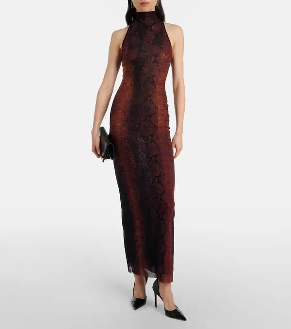 JEAN PAUL GAULTIER Snake-effect Halterneck Gown