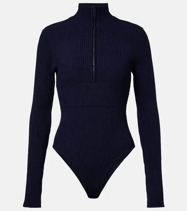 Cordova Butte Ribbed-knit Wool Ski Bodysuit - Blue