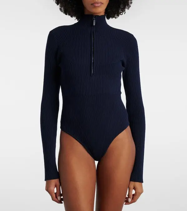 Cordova Butte Ribbed-knit Wool Ski Bodysuit - Blue