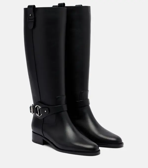 CHRISTIAN LOUBOUTIN Dianouchette Leather Biker Boots - Black