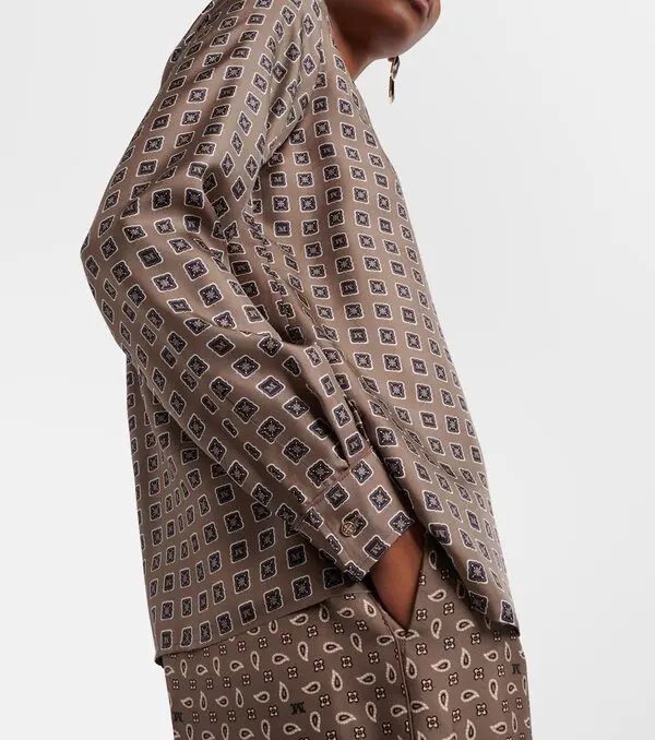 Max Mara Disco Printed Silk Twill Shirt - Brown