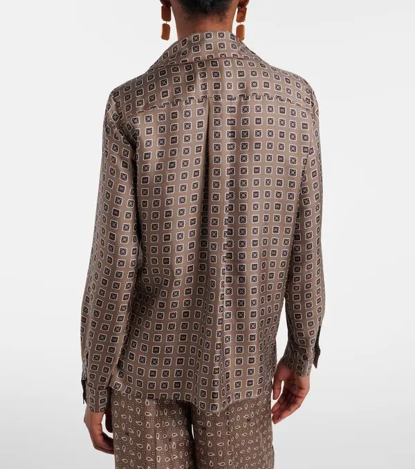 Max Mara Disco Printed Silk Twill Shirt - Brown