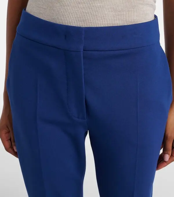 Max Mara Pegno Cropped Slim Fit Jersey Pants - Blue