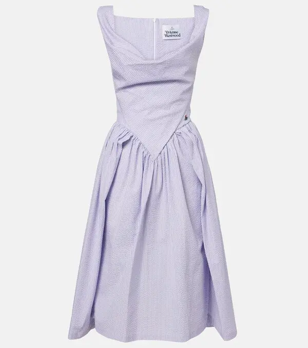 VIVIENNE WESTWOOD Sunday Cotton Seersucker Midi Dress - Blue
