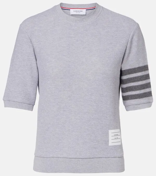 Thom Browne 4-bar Cotton Jersey T-shirt - Grey