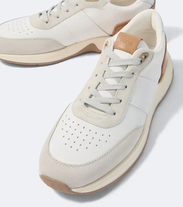 TOD'S Leather And Suede-trimmed Sneakers - White