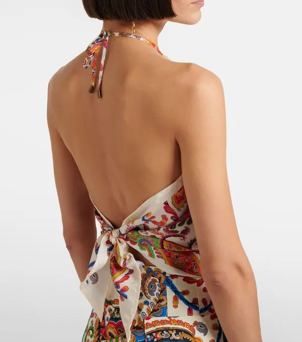 Etro Printed Silk Halter Tank Top - Multicoloured