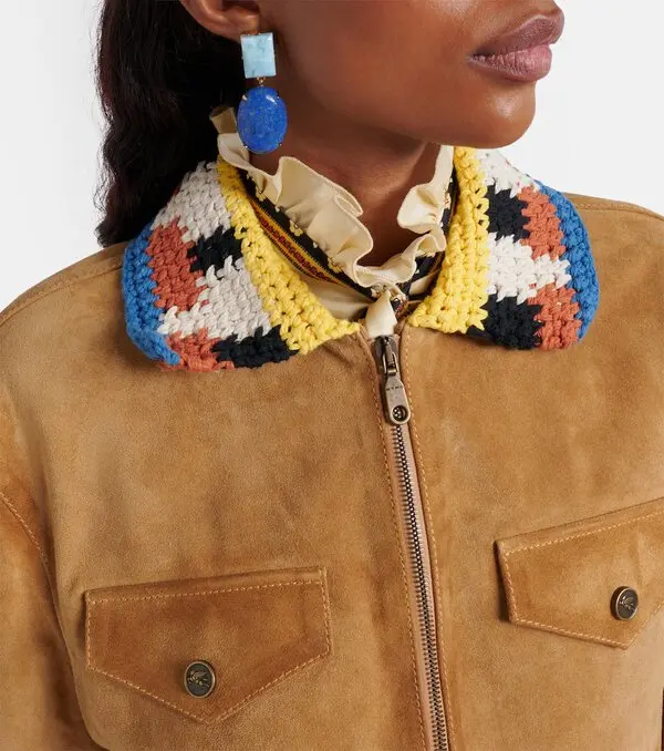 Etro Crochet-trimmed Suede Jacket