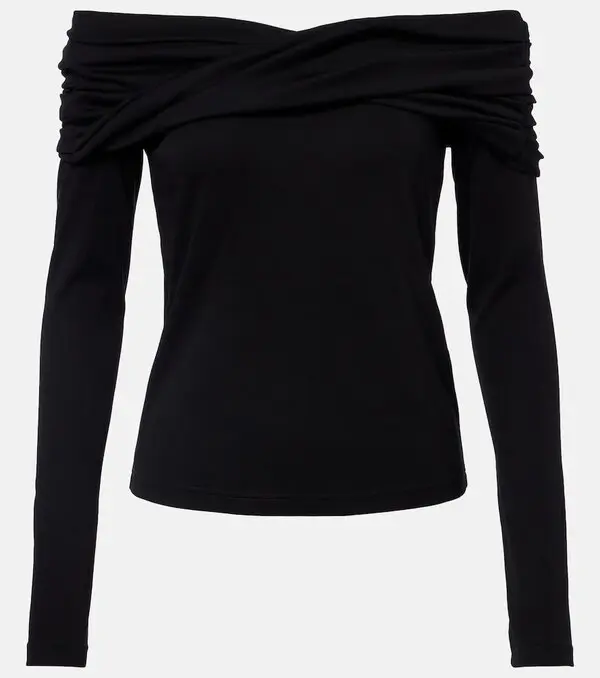 Max Mara Orafo Off-shoulder Virgin Wool Top - Black