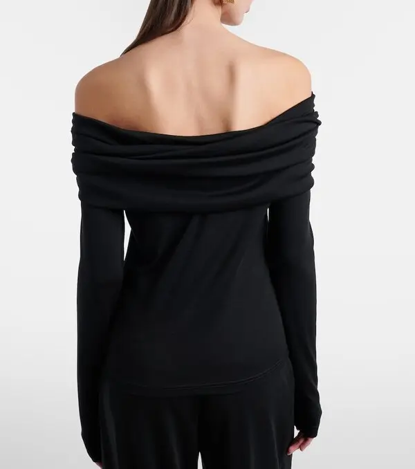 Max Mara Orafo Off-shoulder Virgin Wool Top - Black