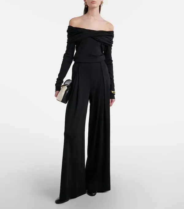 Max Mara Cocco Virgin Wool Jersey Wide-leg Pants