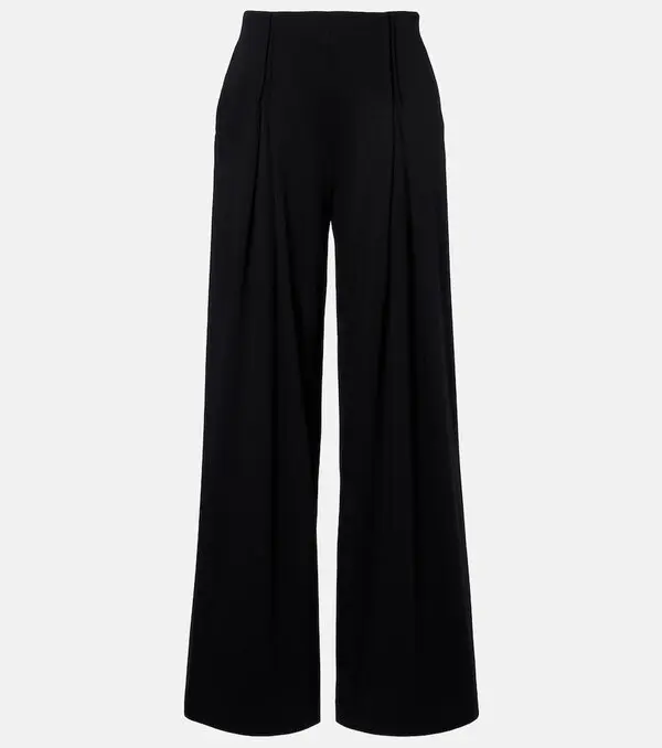 Max Mara Cocco Virgin Wool Jersey Wide-leg Pants - Black