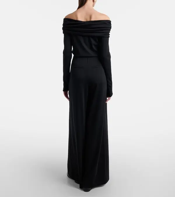 Max Mara Cocco Virgin Wool Jersey Wide-leg Pants - Black