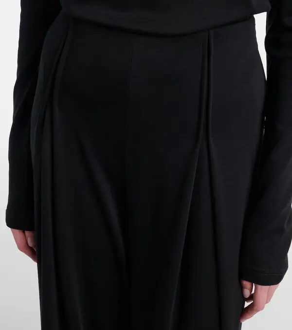 Max Mara Cocco Virgin Wool Jersey Wide-leg Pants - Black