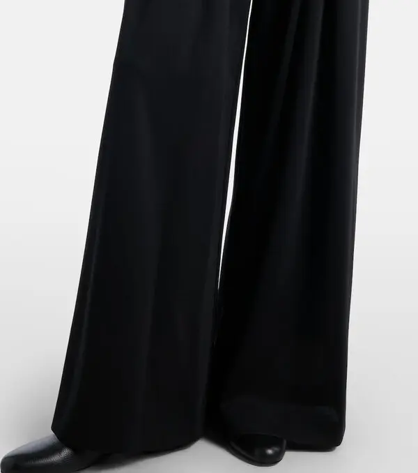 Max Mara Cocco Virgin Wool Jersey Wide-leg Pants - Black
